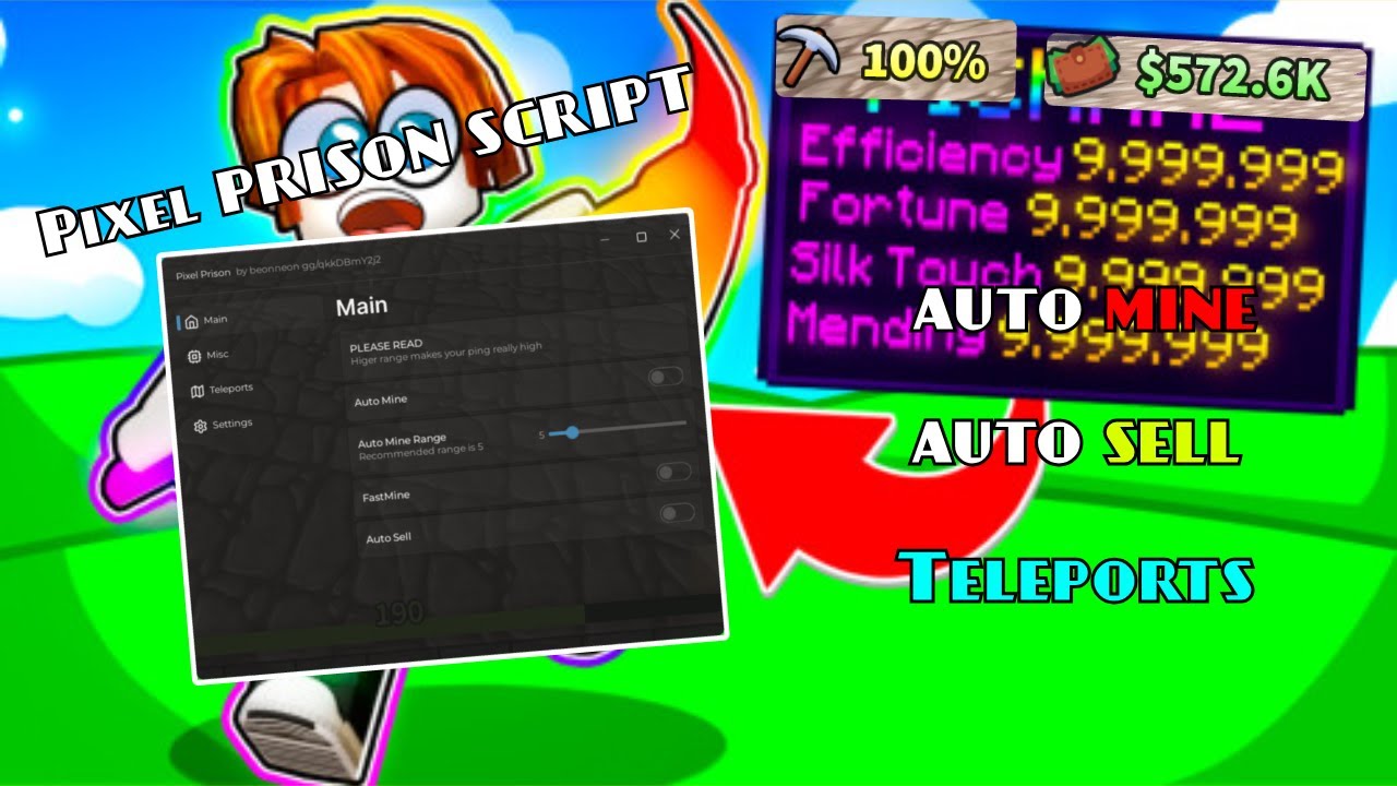 UNPATCH!!! Pixel Prison Script - AutoFarm,AutoSell,Teleports and more ...