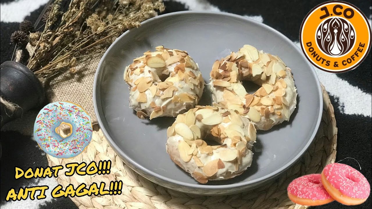 CARA MEMBUAT DONAT EMPUK ANTI GAGAL TOPPING ALMOND | DONAT JCO - YouTube