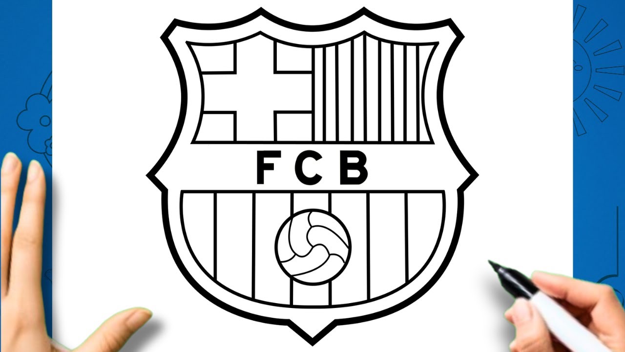 HOW TO DRAW THE BARCELONA SHIELD STEP BY STEP QUICK DRAWING - YouTube