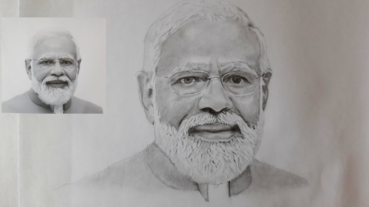 Drawing sketch step by step process | Prime Minister Narendra Modi ji ...