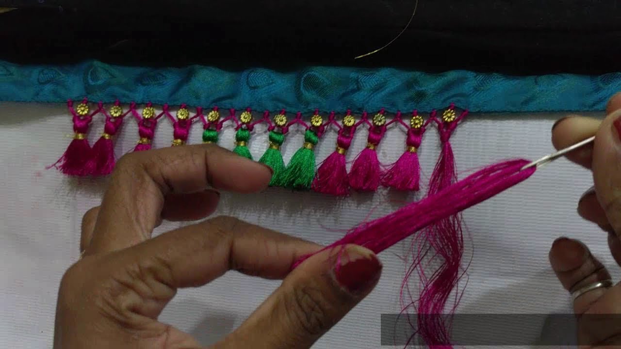 saree gonde making with flower beads I सारी कुचु विथ बिद्स I Ladies ...