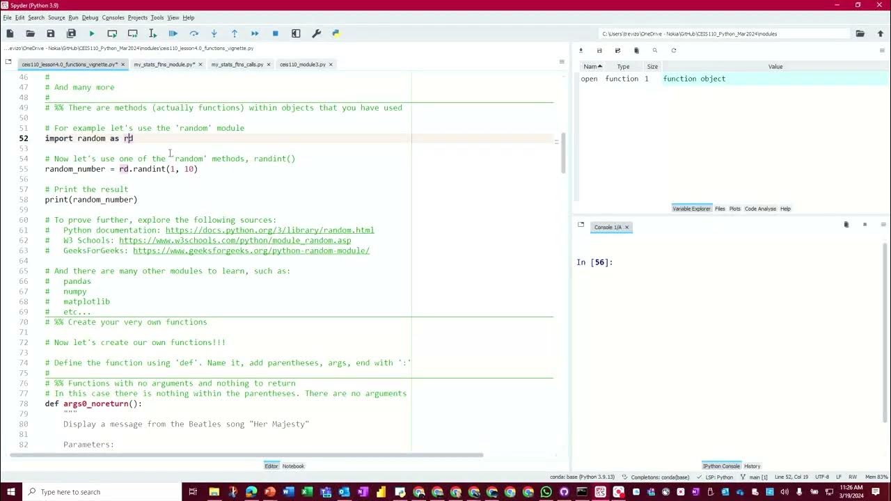 CEIS110 Python Functions and Methods (dot notation) - YouTube