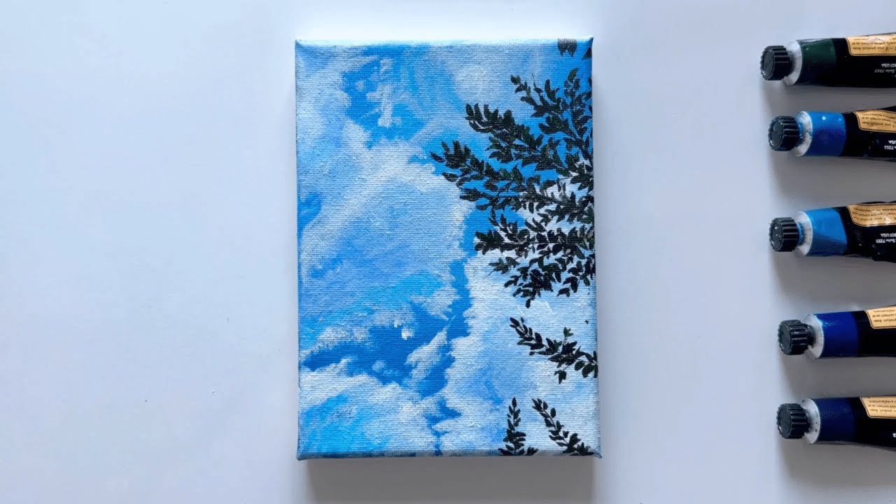 How To Paint Clear Sky Landscape | Acrylic Painting Tutorial - YouTube
