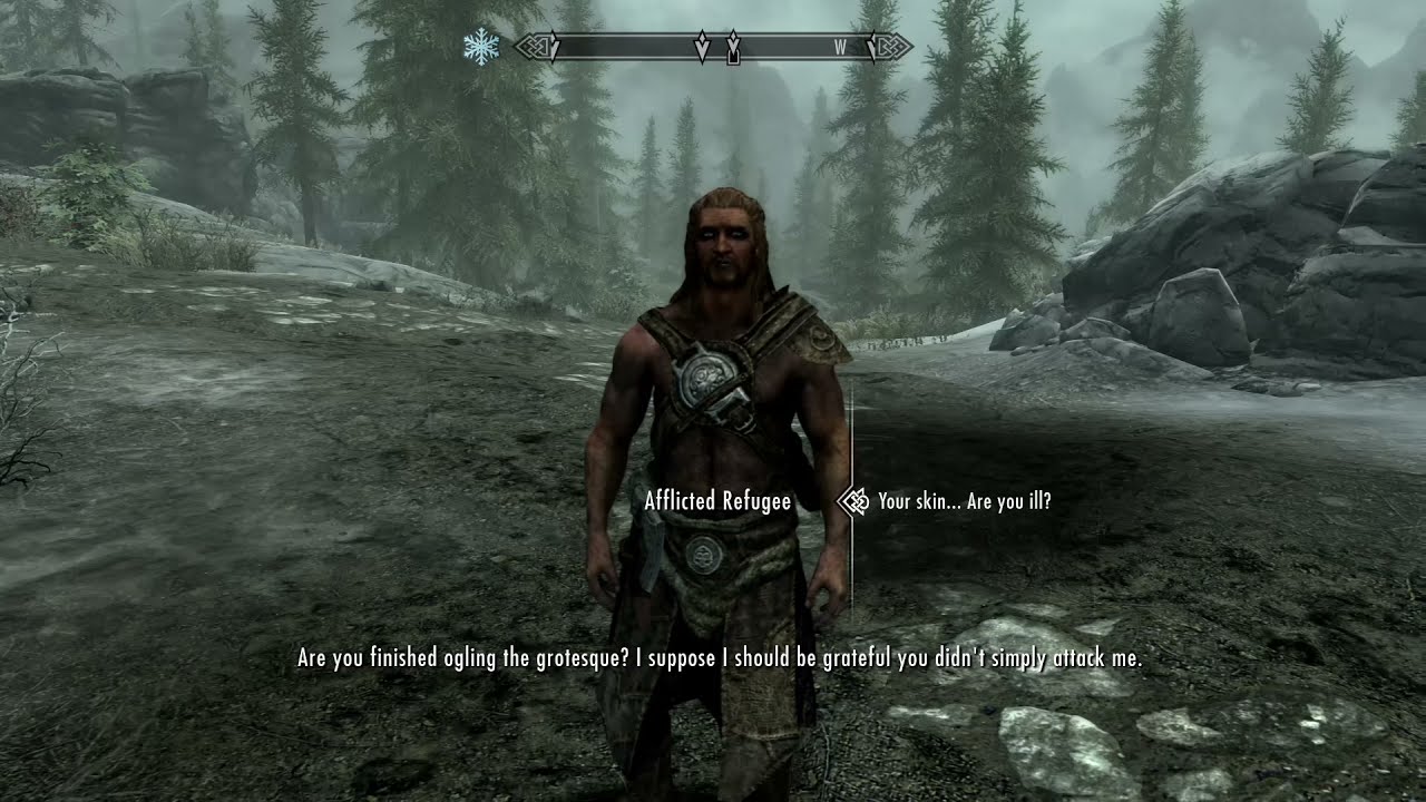 Skyrim - Afflicted Refugee (Random Encounter) - YouTube