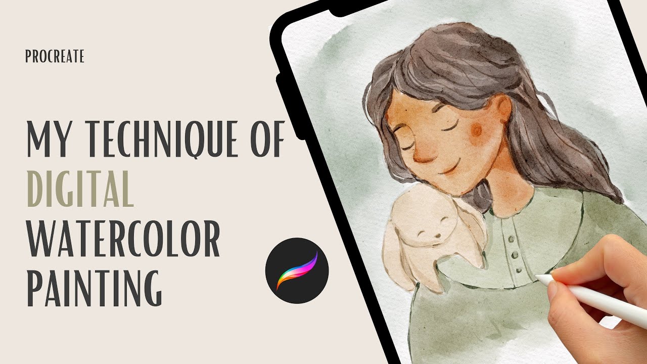 Draw with me | My technique of digital watercolor painting | Step by ...