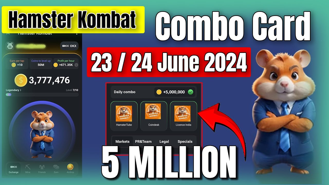 Hamster kombat daily combo today 23 June | 23 / 24 june hamster kombat ...