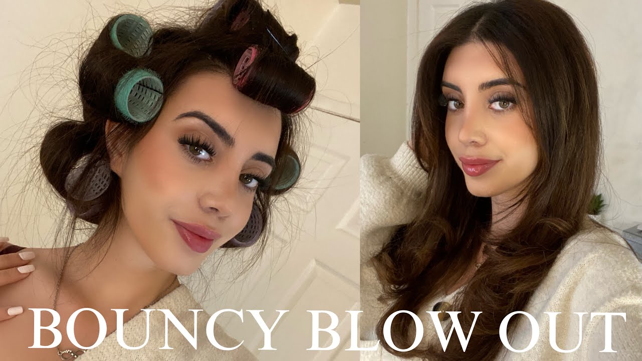 HOW TO: get a bouncy blow out with a straightener & rollers *easy ...