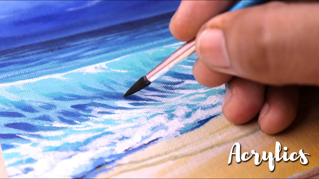 How I painted waves in Acrylics | Acrylic painting ocean waves - YouTube
