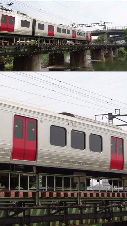 JR日豊本線の813系電車が紫川橋梁を高速通過 - YouTube