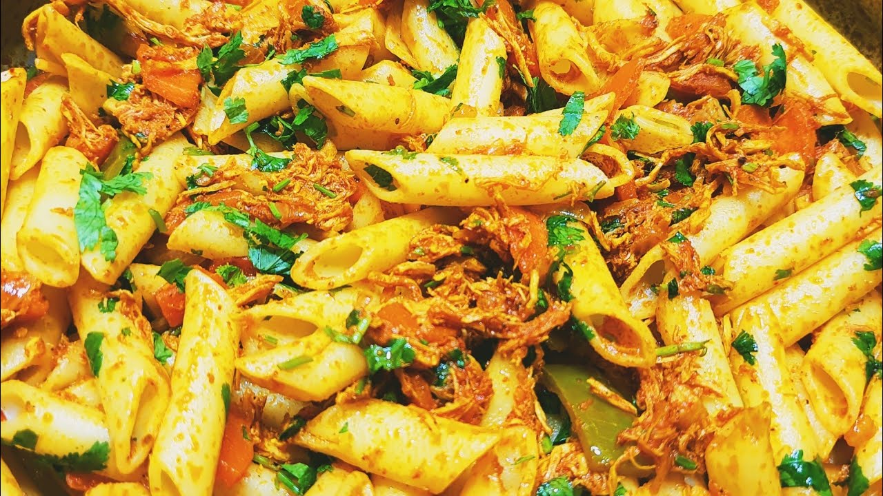 Shredded Chicken Pasta | Indian Style Masala Pasta | Chicken Macaroni ...