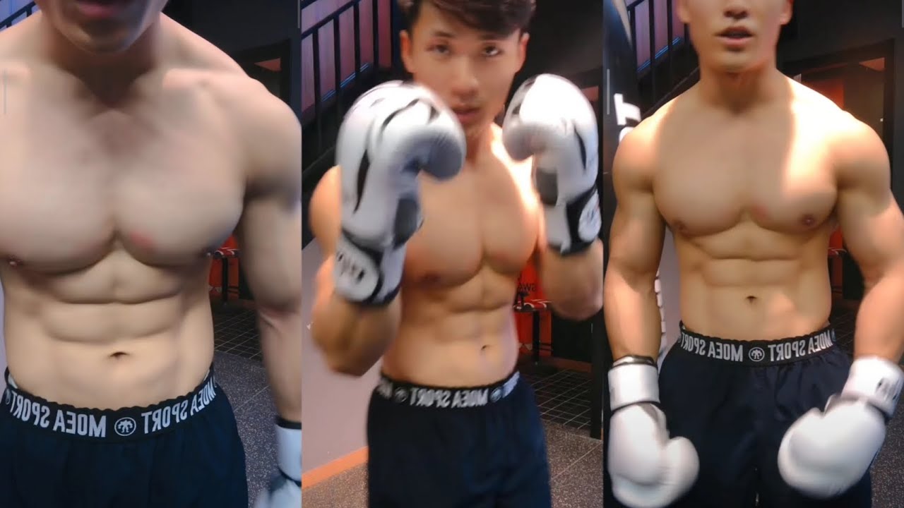 muscular asian teen practicing boxing. - YouTube
