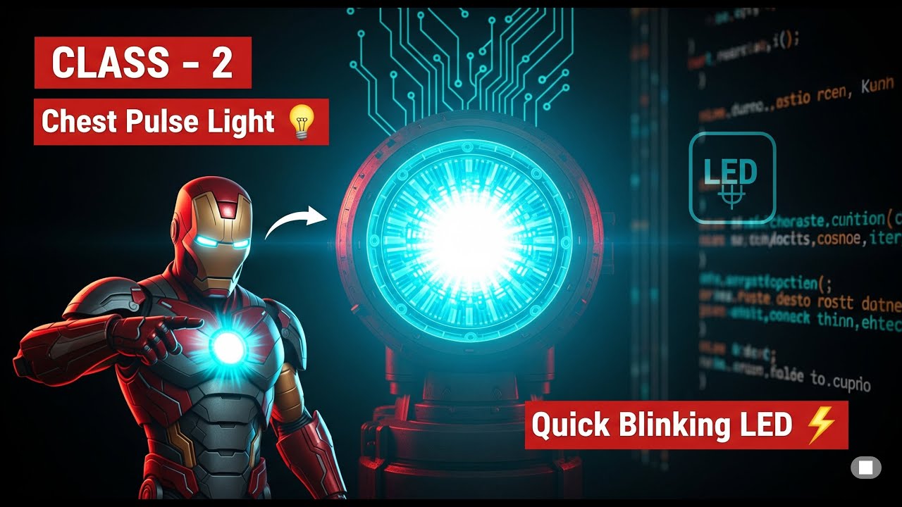 Class 2 Ironman Chest Pulse Light Tutorial |⚡Quick LED Blinking on Pin ...