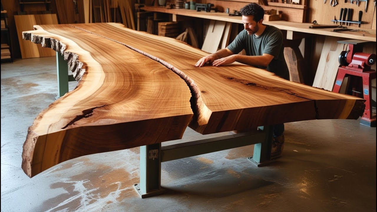 Turning Cracked Wood into a Unique Desk [DIY Tutorial] - YouTube