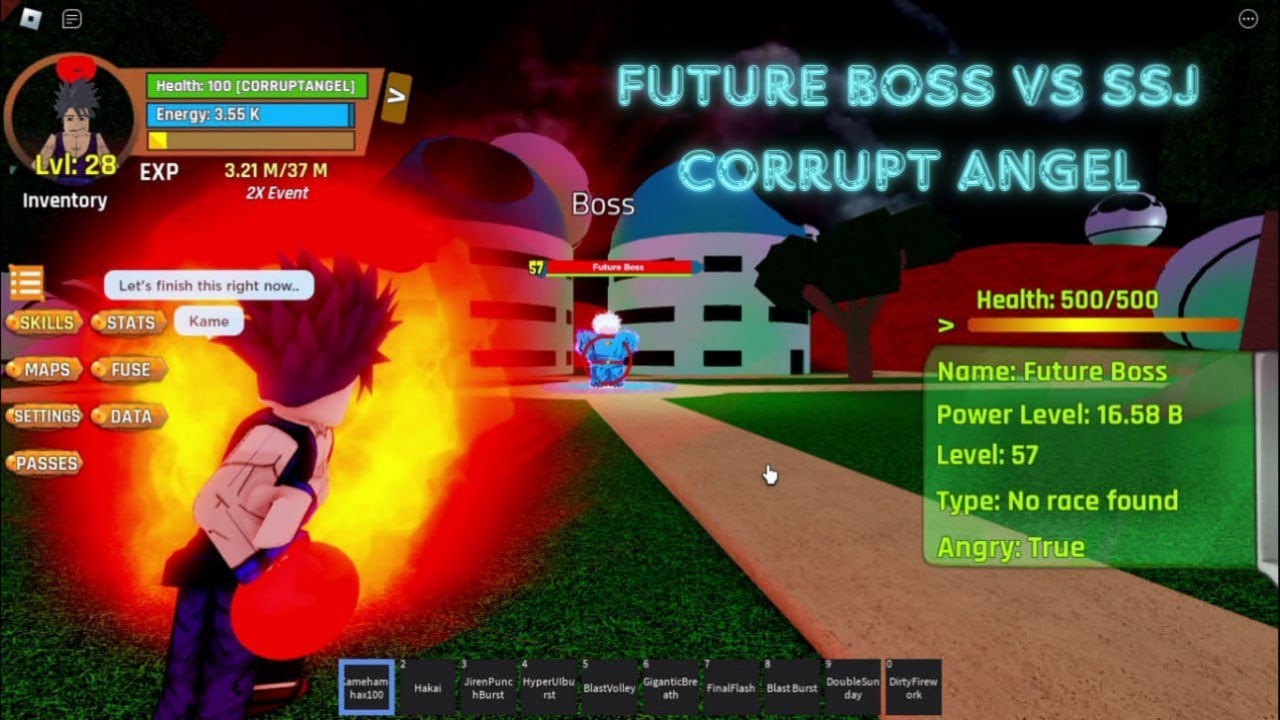 EPIC BATTLE! Future Boss vs SSJ Corrupt Angel | Roblox Dragon Ball ...