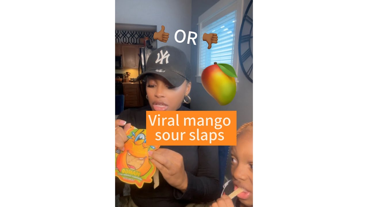 Trying the viral mango sour slaps candy - YouTube