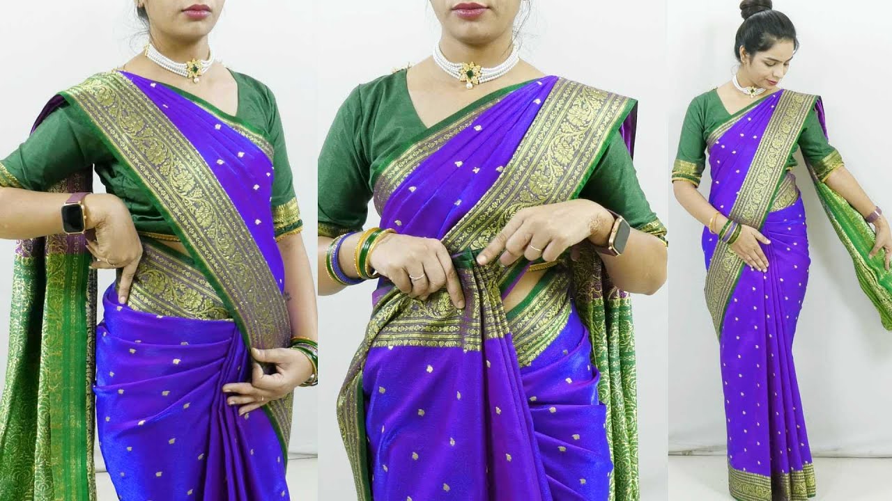 Heavy banarasi silk saree draping tutorial to look silim & tall for ...