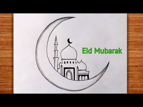 Eid Festival Special Drawing / Eid / How To Draw Mosque / Bakrid ...