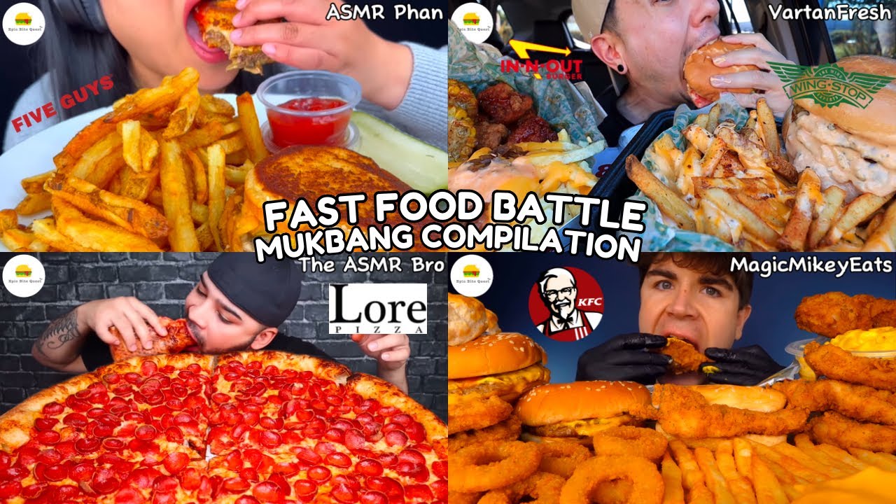ASMR | FAST FOOD BATTLE MUKBANG COMPILATION | DIFFERENT FAST FOOD ...