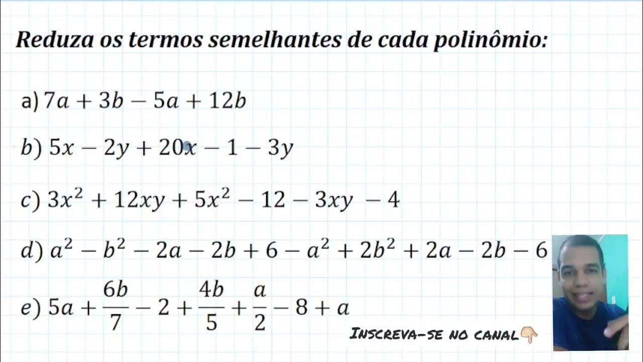 Expressões Algébricas Redução De Termos Semelhantes Youtube