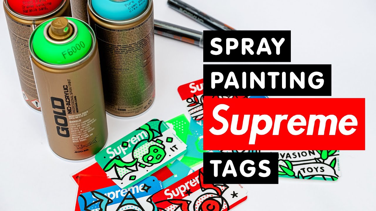 Spray Painting Supreme Tags - Stencil Art - YouTube