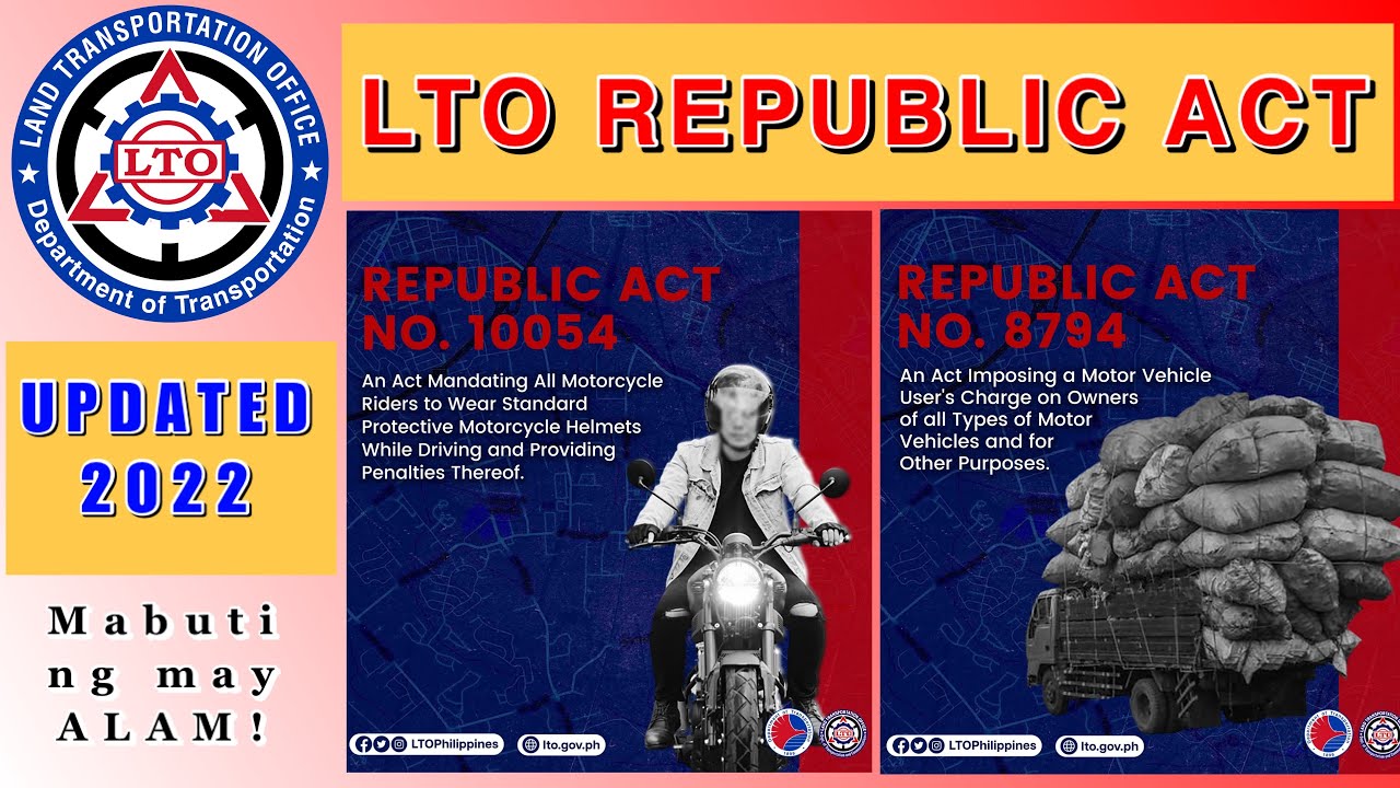 LTO REPUBLIC ACT UPDATED 2022 REPUBLIC ACT NO 10054 REPUBLIC ACT