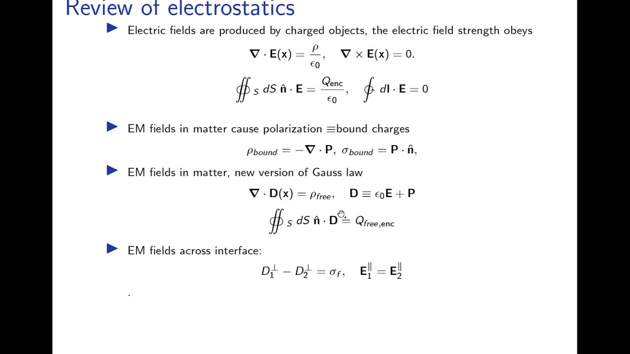 EP1027 (Maxwell's equations and Electromagnetic Waves): Lecture 7 ...