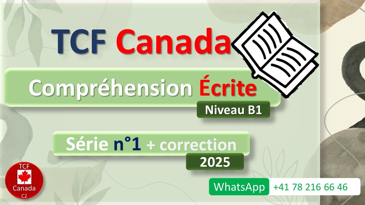TCF CANADA - Compréhension écrite - Niveau B1 - série 1 - YouTube