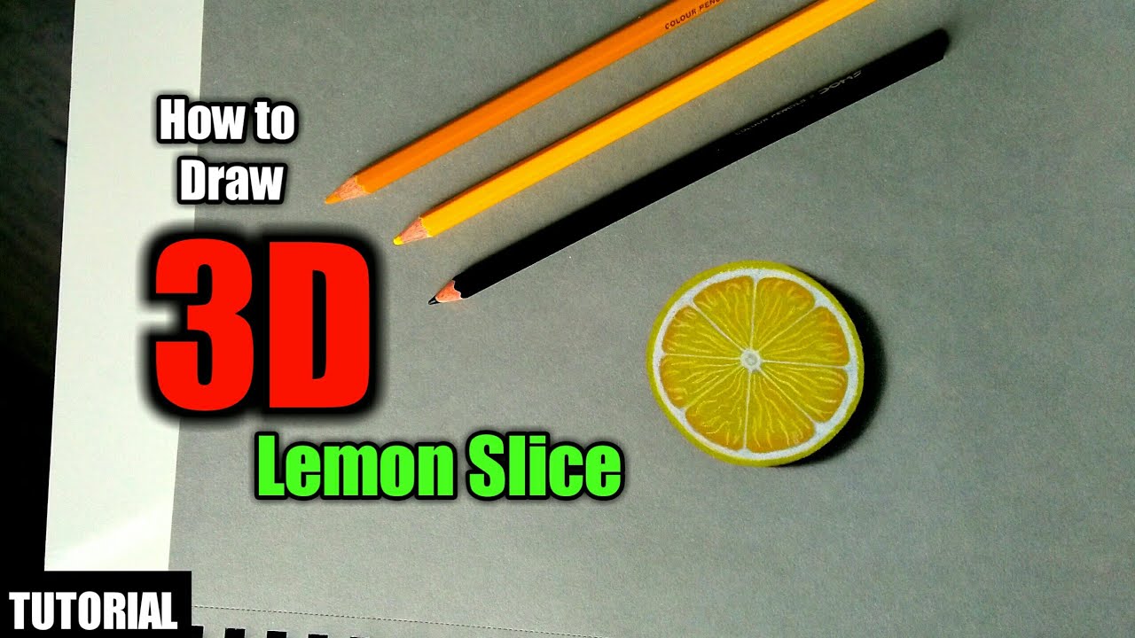 Drawing of lemon 🍋 easy - How to draw 3D Art | Realistic 3D lemon ...