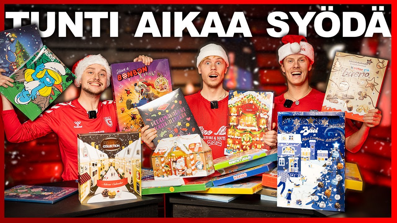 TUNTI AIKAA SYÖDÄ 24 JOULUKALENTERIA - YouTube