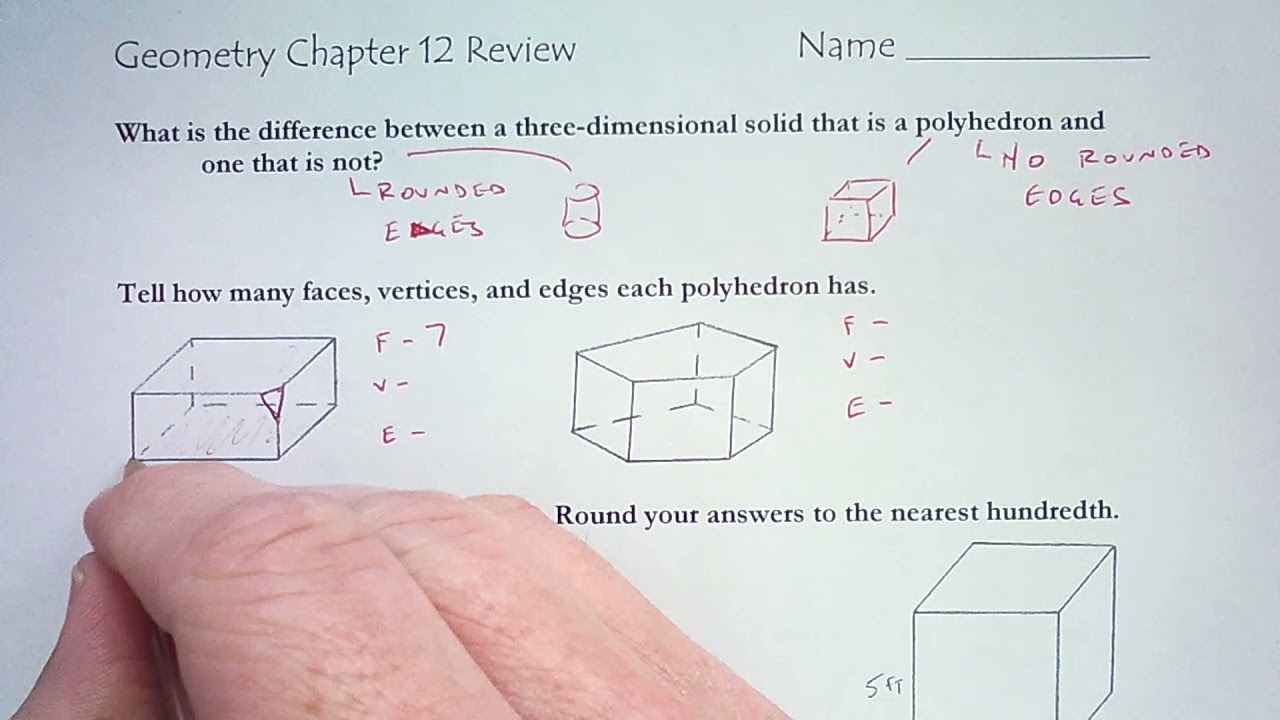 Polyhedron, Faces, Vertices, Edges (Geometry Ch 12 Rev pt 1) - YouTube