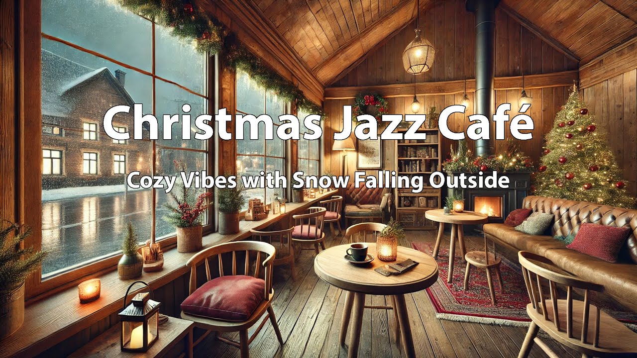 🎄 Christmas Jazz Café - Cozy Vibes with Snow Falling Outside ️ - YouTube