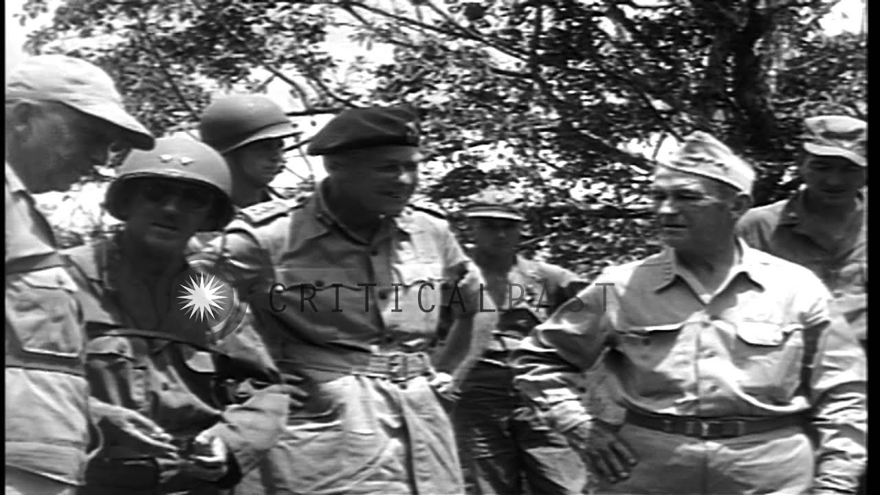 US and British Army officers arrive at 43rd Division sector in Luzon ...