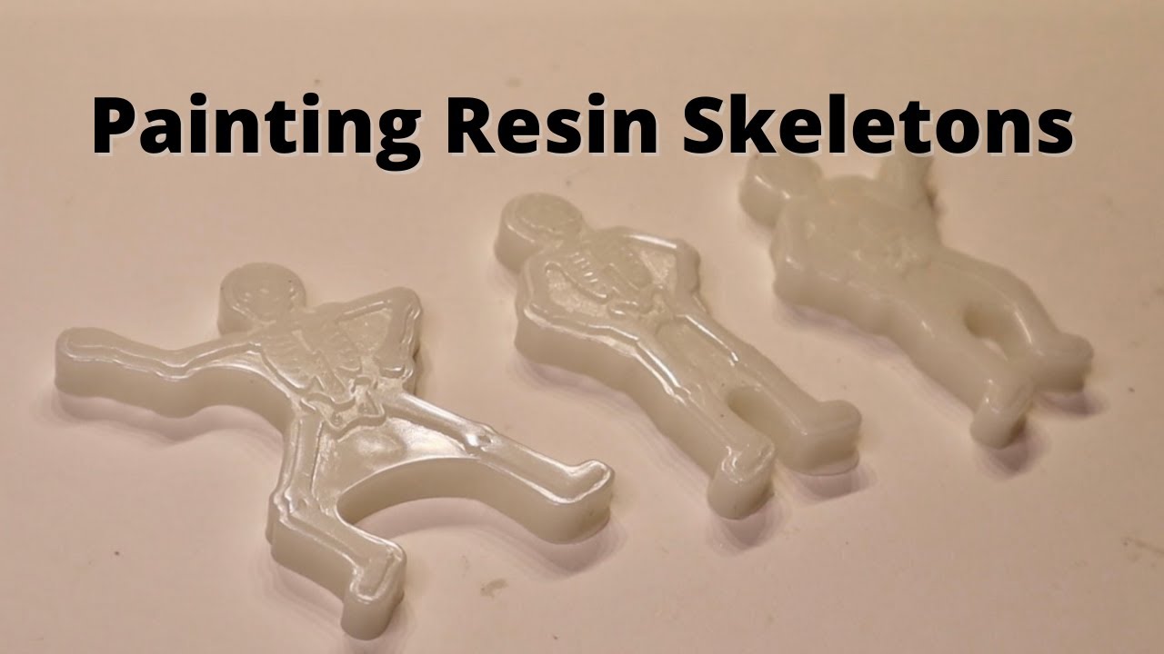 Painting Black on Negative Space on Resin Skeletons - YouTube