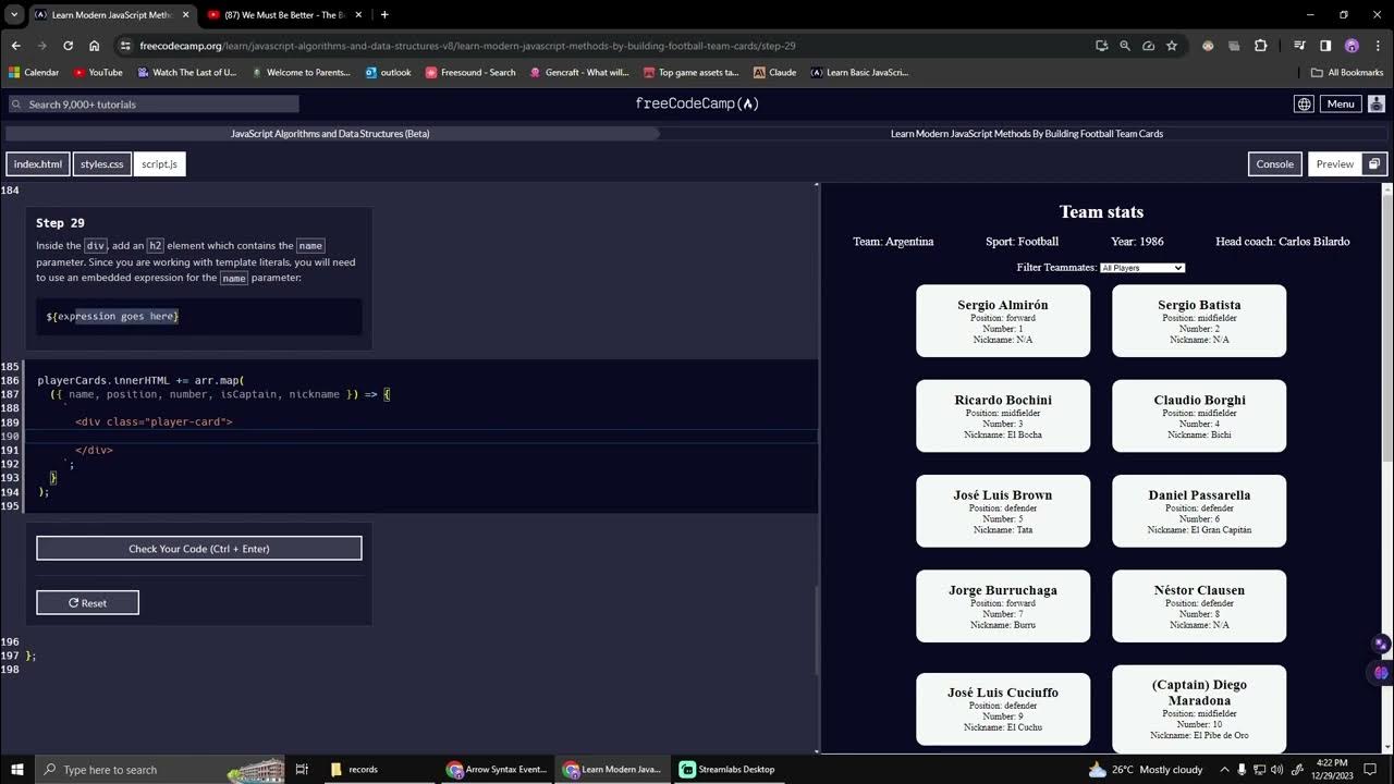 JavaScript Methods - FoorBall TeamCards - Step 29 - YouTube