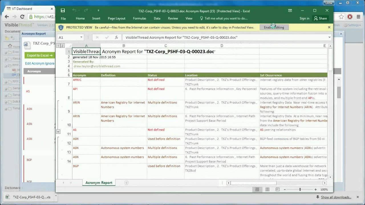 VT Docs: Validating acronym integrity in seconds | VisibleThread Demos - YouTube