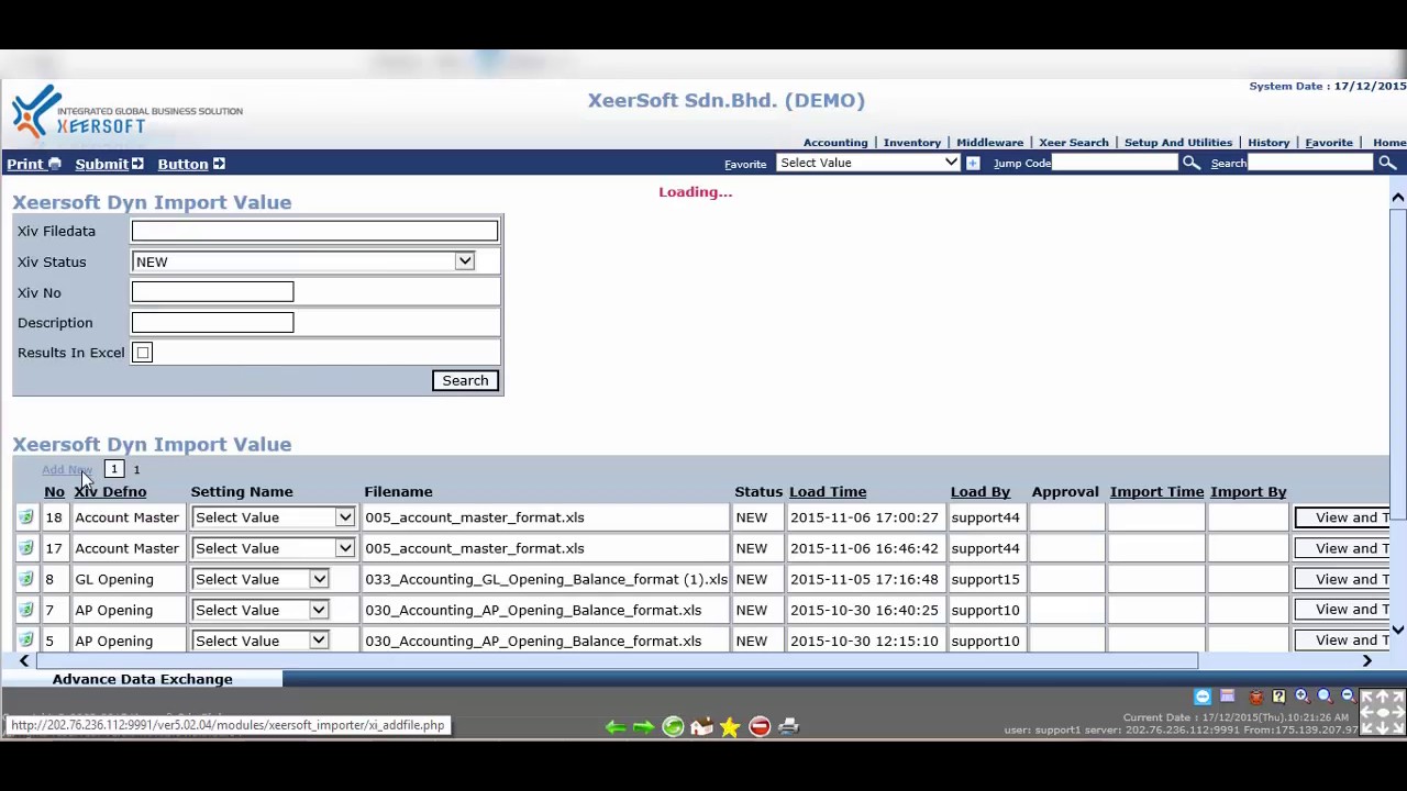 Additional Advance Data Exchange - How To Import .xls Template File ...