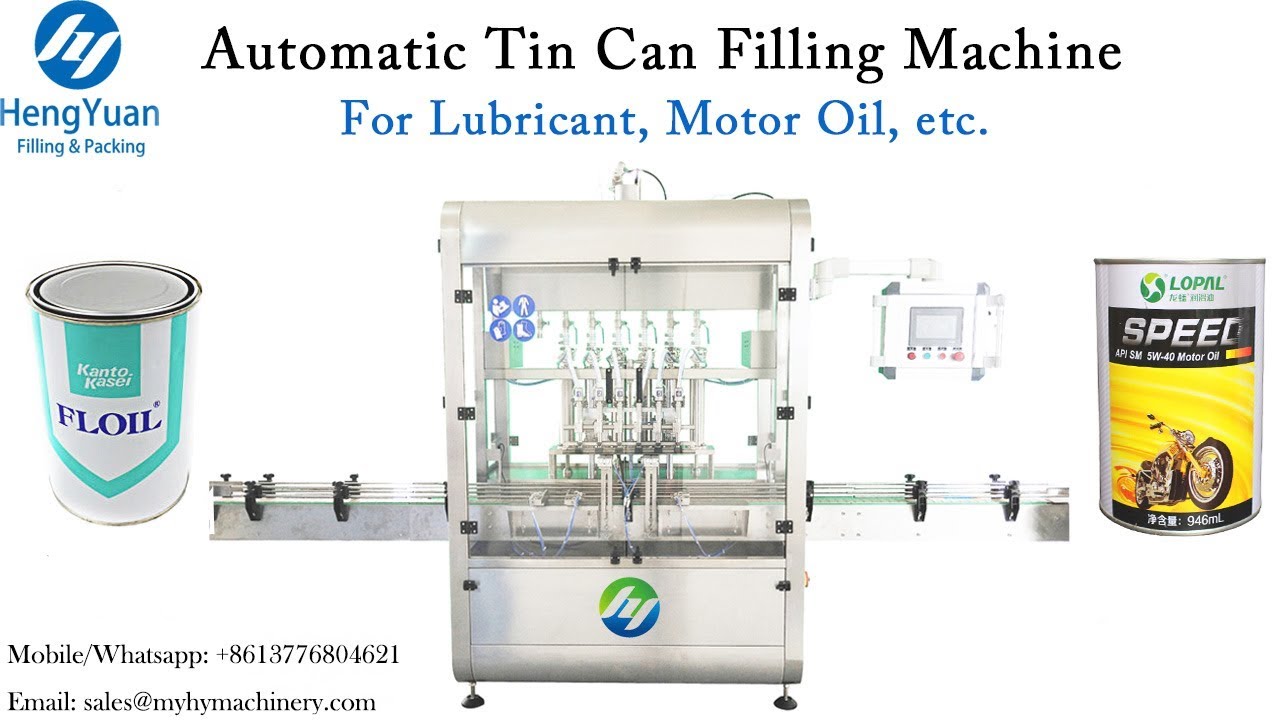 Automatic Tin Can Filling Machine | Lubricant Filling Capping with ...