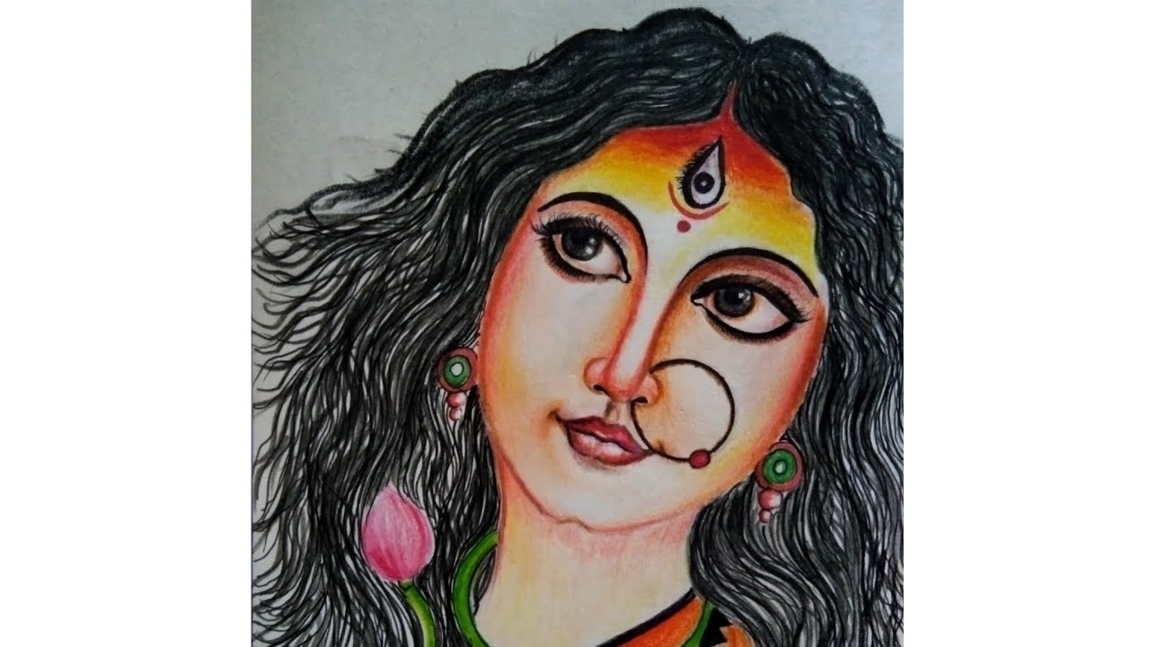Ma Durga drawing | How to draw ma Durga drawing | Easy ma Durga drawing ...
