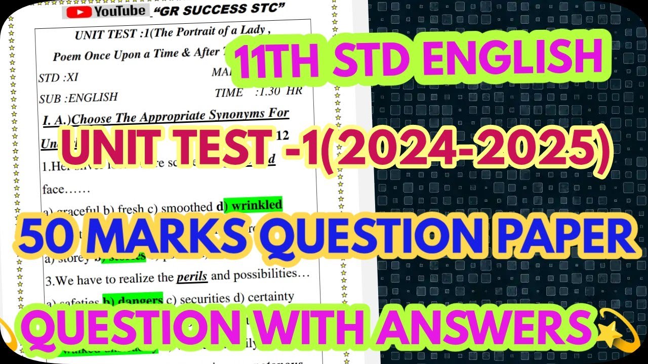 11Th English -Unit Test -1 (2024-2025)-Prose,Porm,Non Detail +Most ...