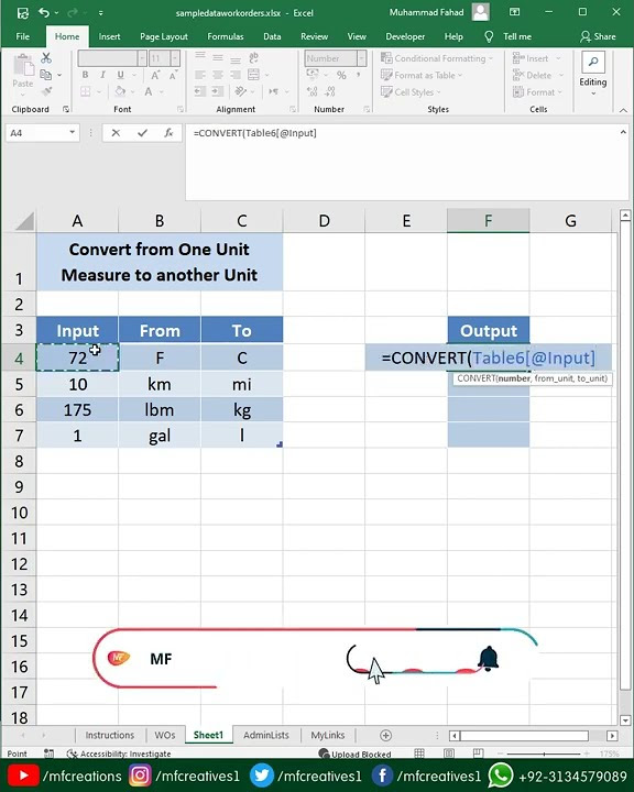 How to Convert One Unit Measure to another | Excel | Tutorials | Youtube Shorts #shorts #short ...