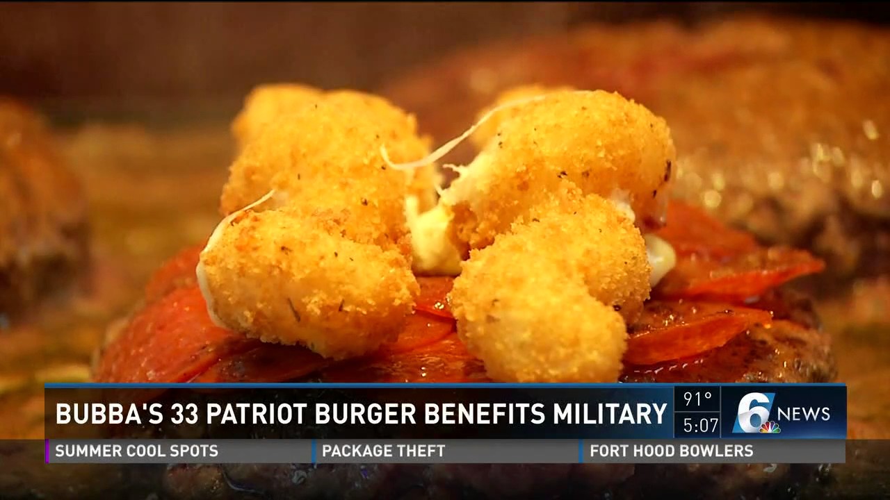 Bubba's 33 patriot burger benefits military - YouTube