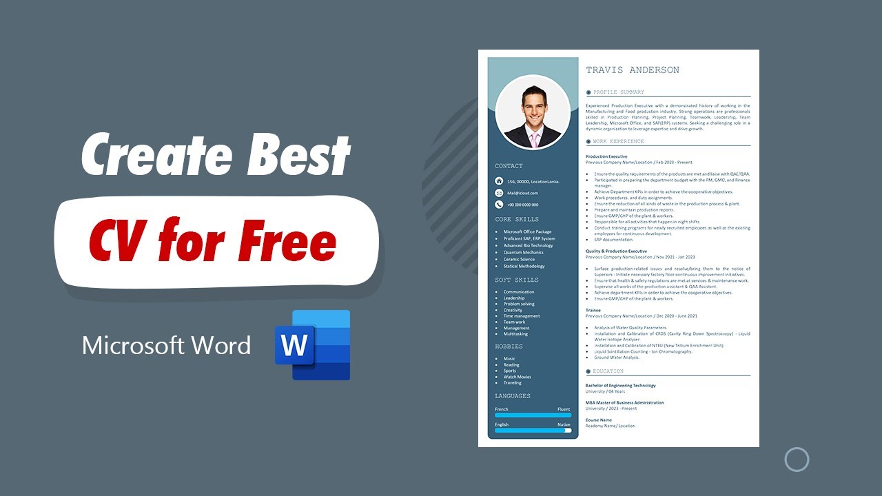 Create the best CV format in Microsoft Word | Best CV Format 2023 - YouTube