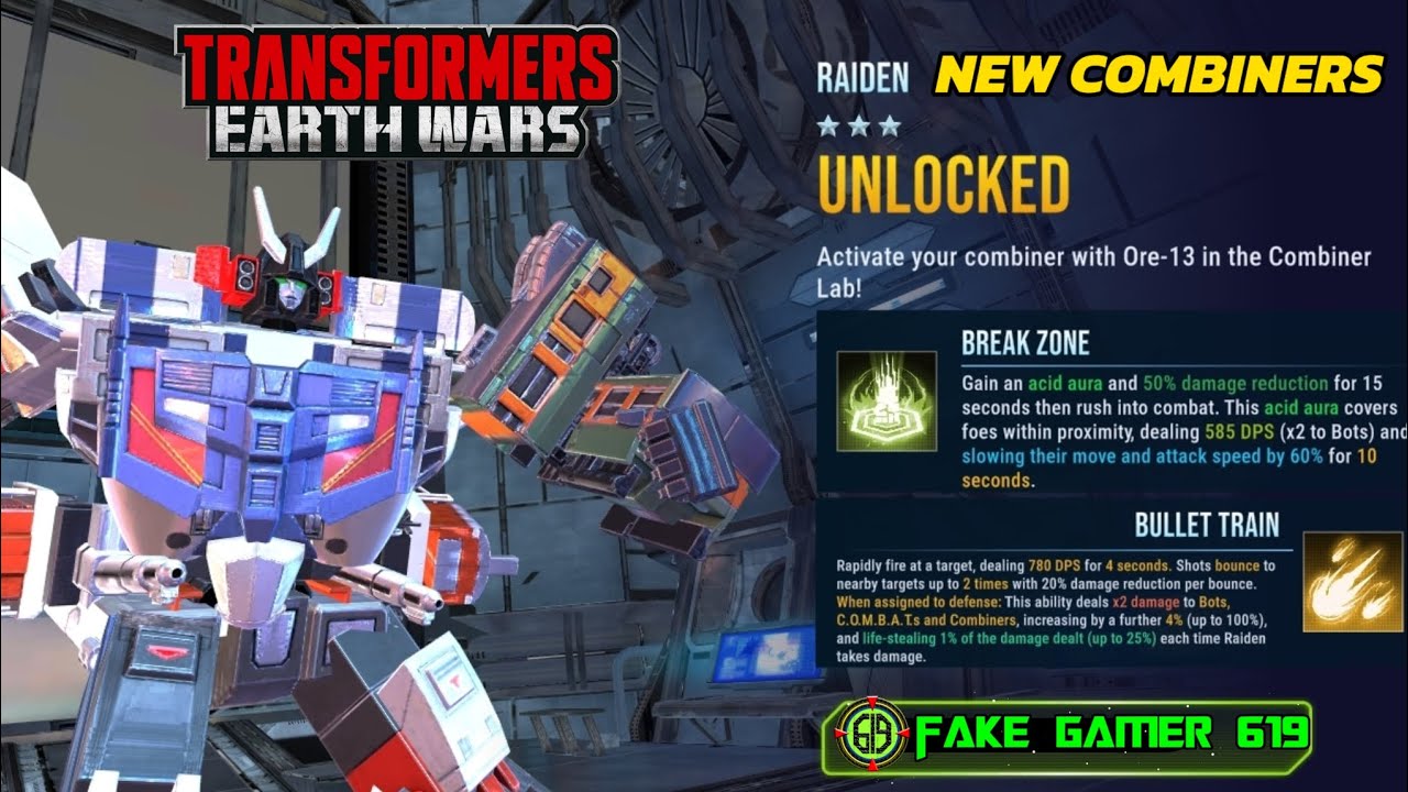 NEW COMBINER RAIDEN UNLOCKED - TRANSFORMERS EARTH WARS - YouTube