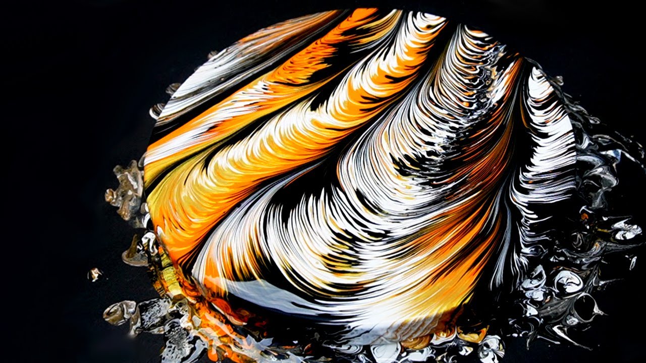 How to Paint Tiger-Inspired Feathers | Fluid Art Swipe Technique for ...