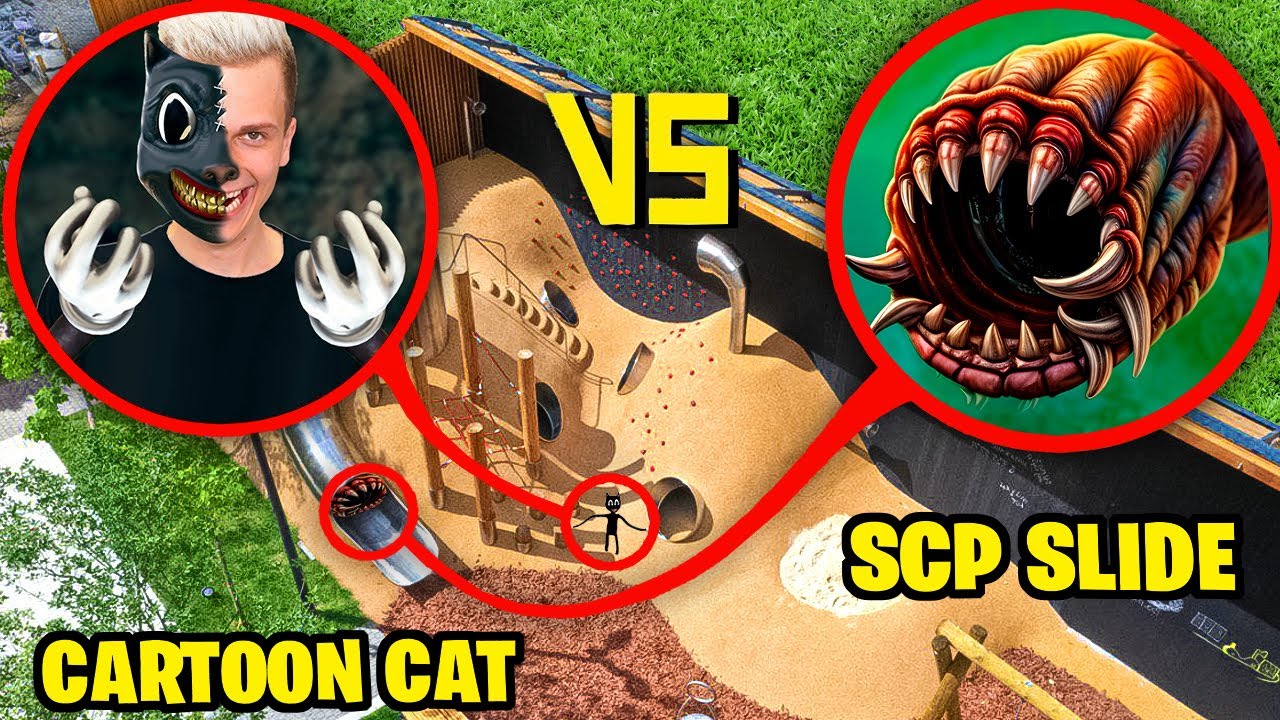 SCP SLIDE vs CARTOON CAT Bruno! CARNIVOROUS SLIDE SCP l'a mangé ? - YouTube