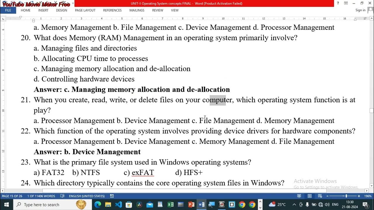 Operating System 11th Class Part A - YouTube