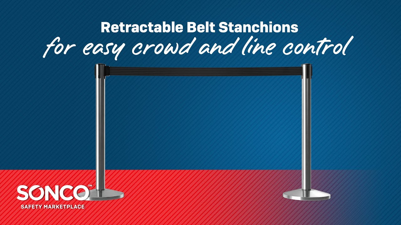 Retractable Belt Stanchions for easy crowd and line control - YouTube