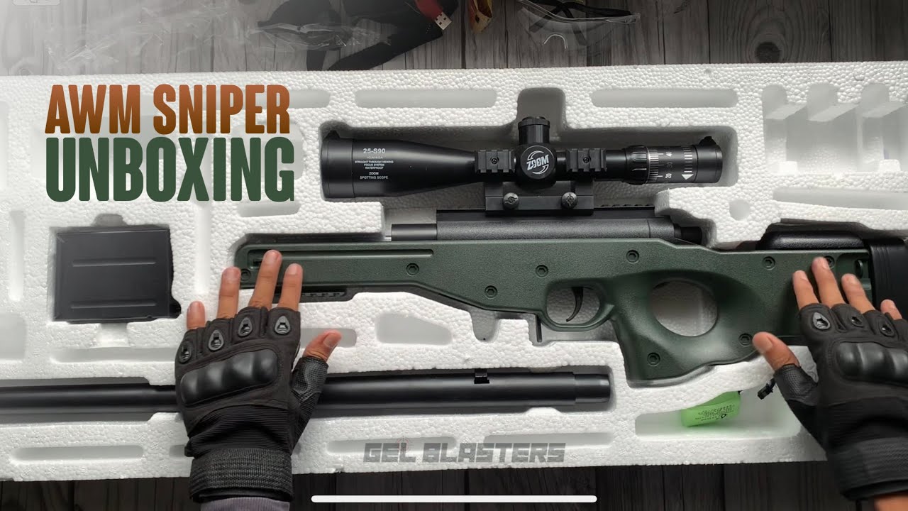 AWM SNIPER GEL BLASTER TOY GUN UNBOXING | Gel Blasters India - YouTube