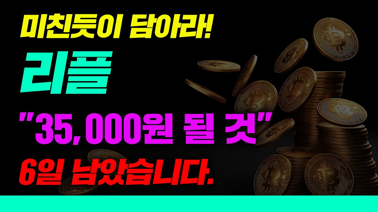 미친듯이 담아라 리플 35000원 될 것 6일 남았습니다 리플 리플전망 리플코인 리플코인전망 리플급등