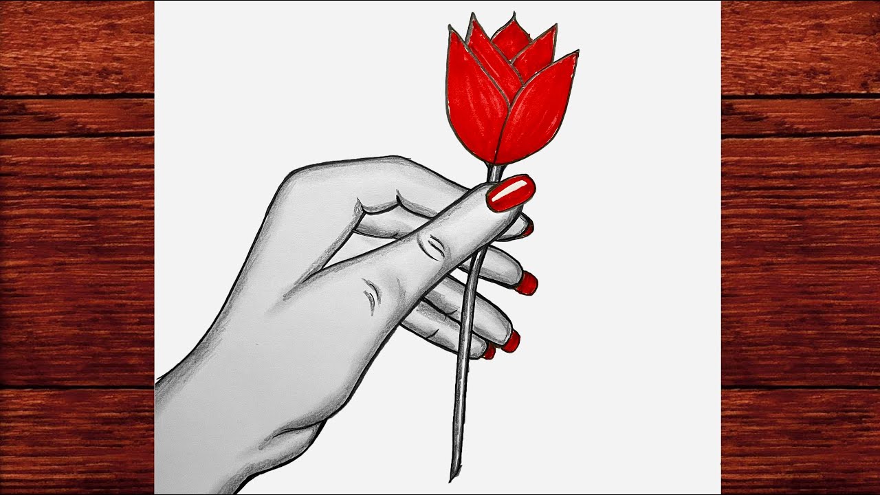 Kolay Çiçek Tutan El Resmi Çizimi - Adım Adım Kolay Çizimler - Elinde ...